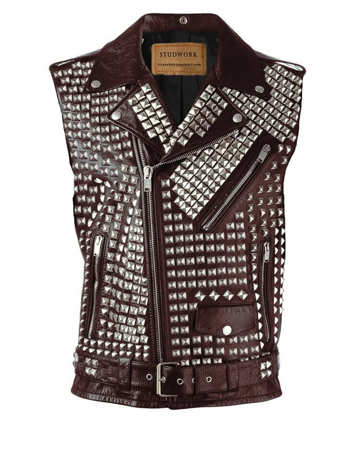 Women's Vest Jacket Heavy Pyramid Studded